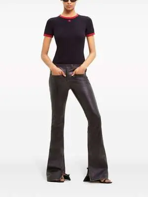 COURREGES Buckled Leather Straight-leg Trousers