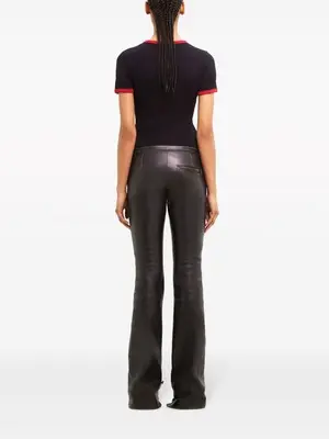 COURREGES Buckled Leather Straight-leg Trousers