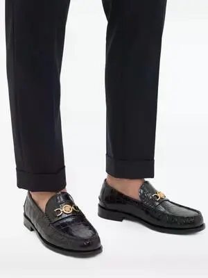 Versace Medusa Crocodile-embossed Leather Loafers