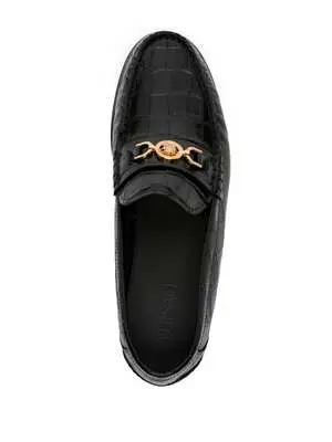 Versace Medusa Crocodile-embossed Leather Loafers