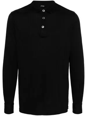 Kiton Long-sleeve Jersey Polo Shirt - Black
