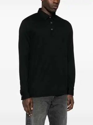 Kiton Long-sleeve Jersey Polo Shirt - Black