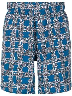 AMIR SLAMA Knot-print Swim Shorts - Blue
