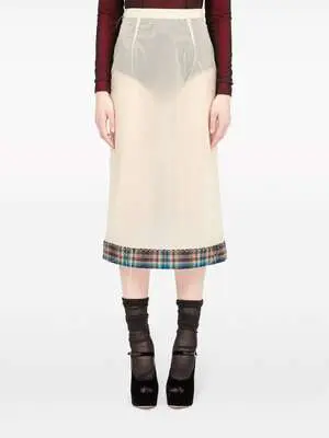 MAISON MARGIELA Checked-trim Semi-sheer Skirt - White