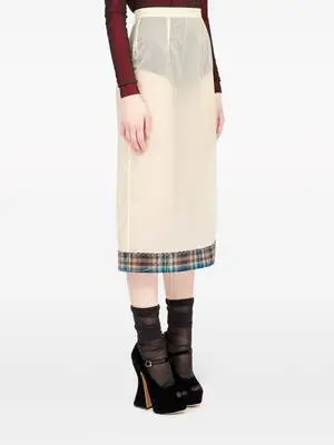 MAISON MARGIELA Checked-trim Semi-sheer Skirt - White