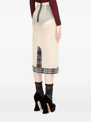 MAISON MARGIELA Checked-trim Semi-sheer Skirt - White
