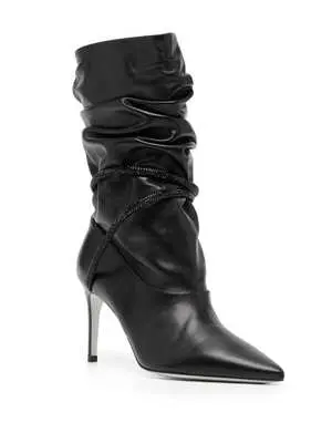 Rene Caovilla 80mm Ruched Leather Boots