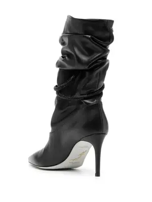 Rene Caovilla 80mm Ruched Leather Boots