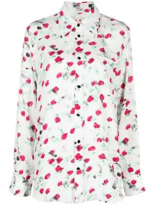 Marni Logo-buttons Floral-print Shirt - White