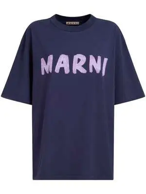 Marni Logo-print Cotton T-shirt - Blue