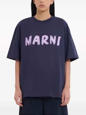 Marni Logo-print Cotton T-shirt - Blue