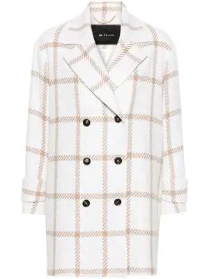 Kiton Check-pattern Double-breasted Coat - White