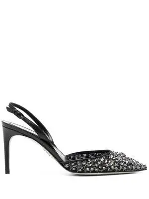 Rene Caovilla Crystal-embellished Slingback Pumps - Black