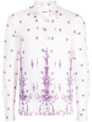 BODE Embroidered Long-sleeve Shirt - White