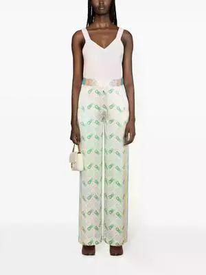 Casablanca Graphic-print Silk Trousers - Neutrals