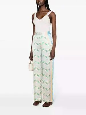 Casablanca Graphic-print Silk Trousers - Neutrals