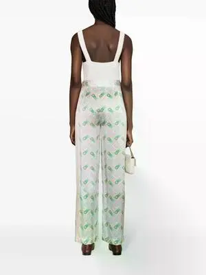 Casablanca Graphic-print Silk Trousers - Neutrals