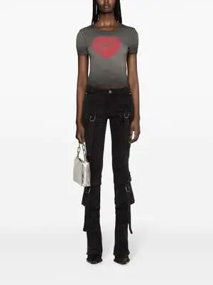 DIESEL® Logo Heart-print Faded T-shirt - Black
