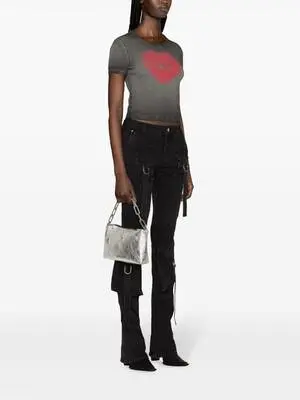 DIESEL® Logo Heart-print Faded T-shirt - Black