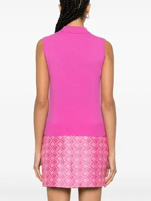 GANNI Logo-buttons Sleeveless Top - Purple
