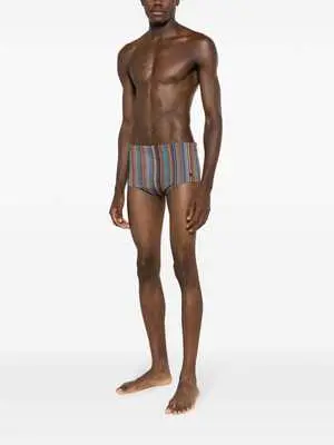 AMIR SLAMA Logo-plaque Striped Swim Shorts