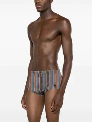 AMIR SLAMA Logo-plaque Striped Swim Shorts