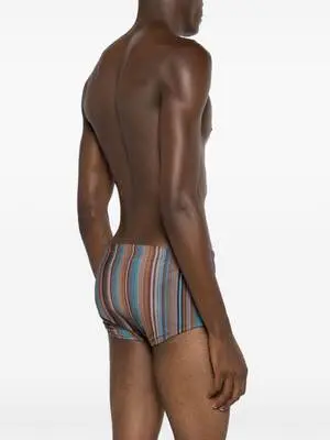 AMIR SLAMA Logo-plaque Striped Swim Shorts
