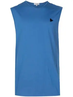 AMIR SLAMA Logo-plaque Cotton Tank Top - Blue