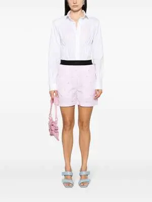 MSGM Rhinestone-embellished Striped Shorts