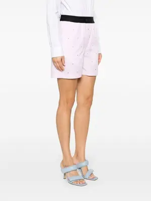 MSGM Rhinestone-embellished Striped Shorts