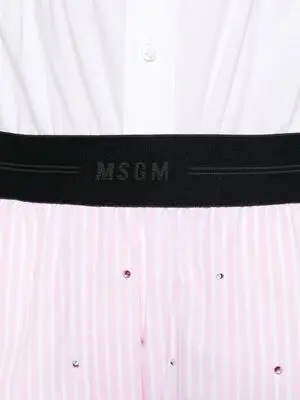 MSGM Rhinestone-embellished Striped Shorts