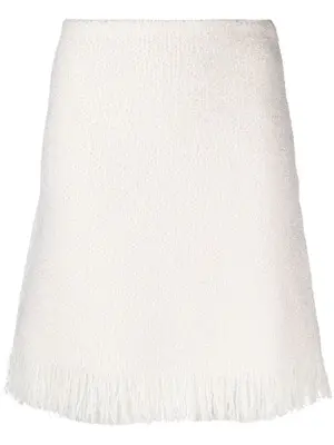 Chloé Bouclé Fringed A-line Miniskirt - Neutrals