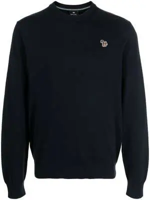 Paul Smith Zebra Appliqué Crew Neck Sweater - Blue
