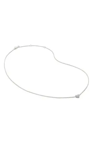 Monica Vinader Lab-created Diamond Heart Charm Necklace - Sterling Silver