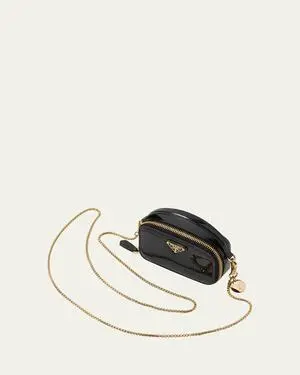 Prada Box Patent Leather Crossbody Bag - Nero