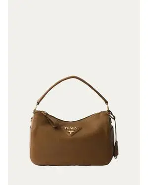 Prada Grain Leather Top Handle Bag - Caramel