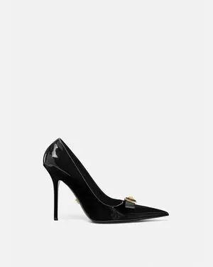 Versace Ribbon 110mm Patent Pumps - Black+gold