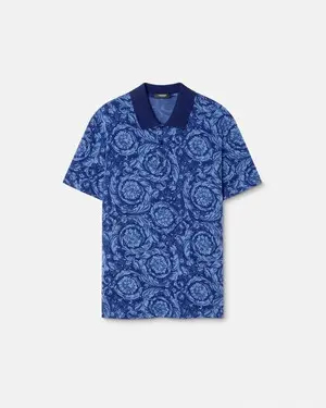 Versace Jacquard Cotton Piqué Polo Blue