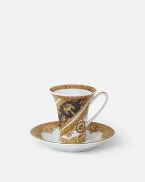 Versace I ♡ Baroque Black Espresso Cup & Saucer - Print