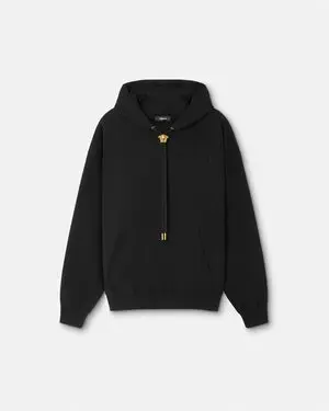 Versace Embroidered Cotton-jersey Hoodie - Black