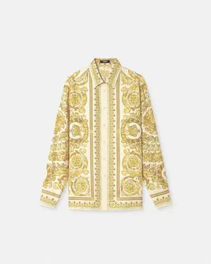 Versace Printed Silk Twill Shirt Yellow+print