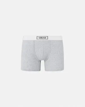Versace Cotton Ribbed Long Trunks - Gray