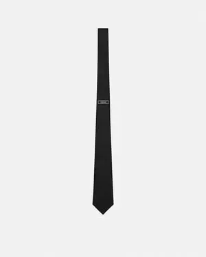 Versace Jacquard Logo Neck Tie - Black