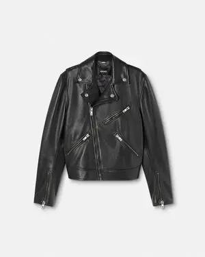Versace Nappa Leather Biker Jacket With Medusa Hardware
