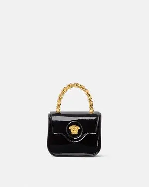 Versace La Medusa Patent Mini Bag - Black+gold