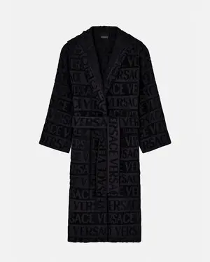 Versace Allover Bathrobe - Black