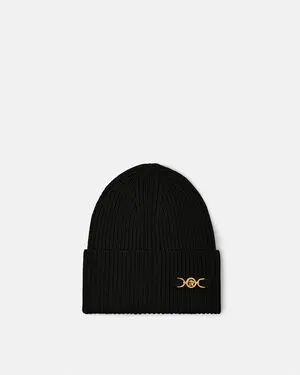 Versace Wool-cashmere Knit Beanie With Medusa '95 Hardware - Black