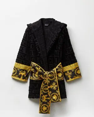 Versace I ♡ Baroque Short Bathrobe Black