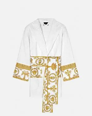Versace I ♡ Baroque Short Bathrobe - White