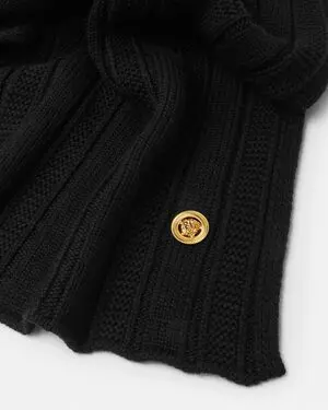 Versace Ribbed Wool Knit Scarf